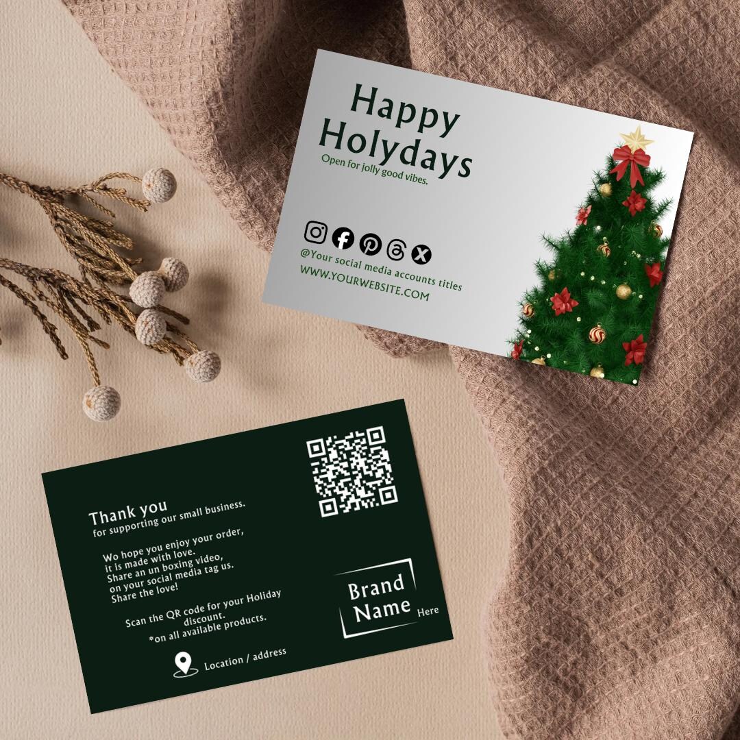 Editable Christmas Thank You Card, Holiday Small Business Insert (5x7 ...