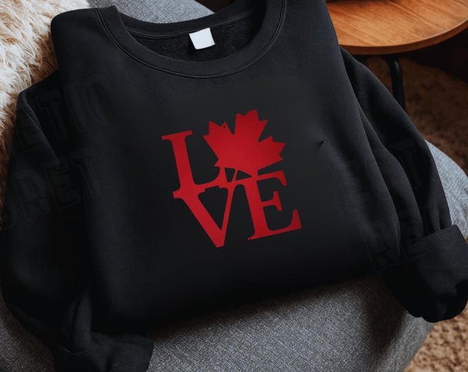 Black Maple Leaf Cozy & Stylish Canadian-inspired Unisex Crew Neck ...