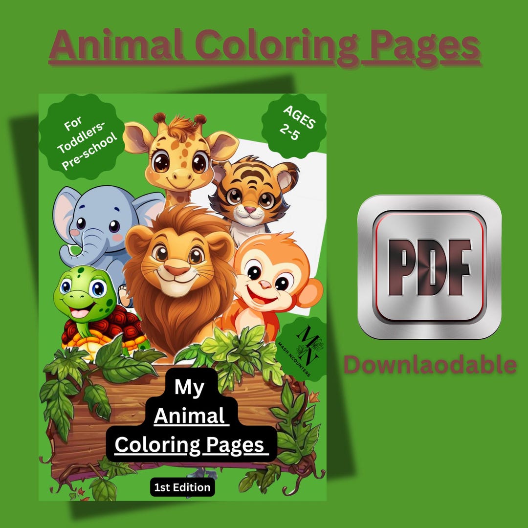 Animal Coloring Pages for Toddlers Ages 2–5 - Etsy