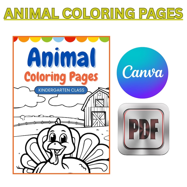 Animal Coloring Pages - Etsy