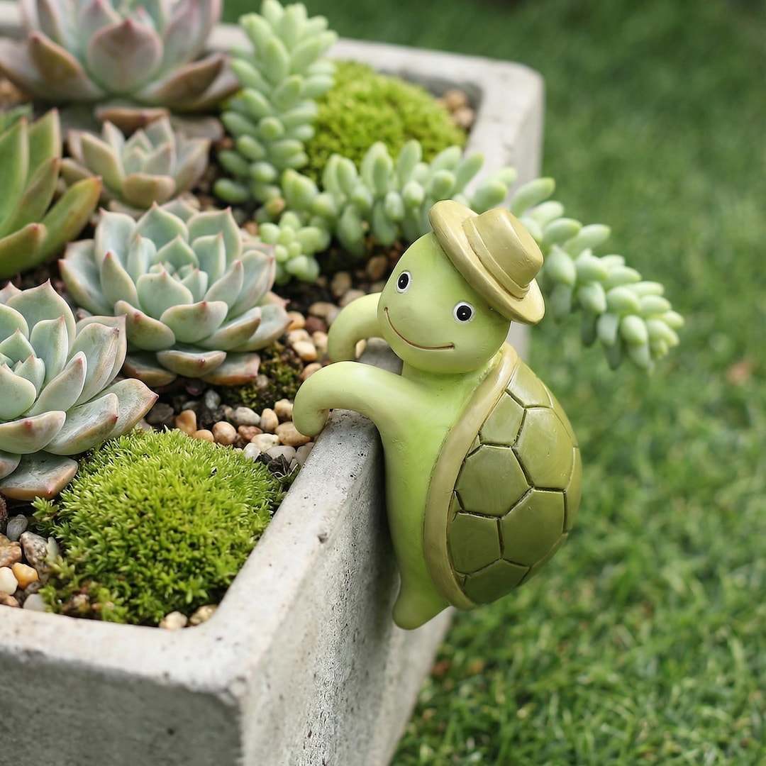 Hanging Resin Turtle for Plant Pots Cute Garden Animal Decor Accessory ...