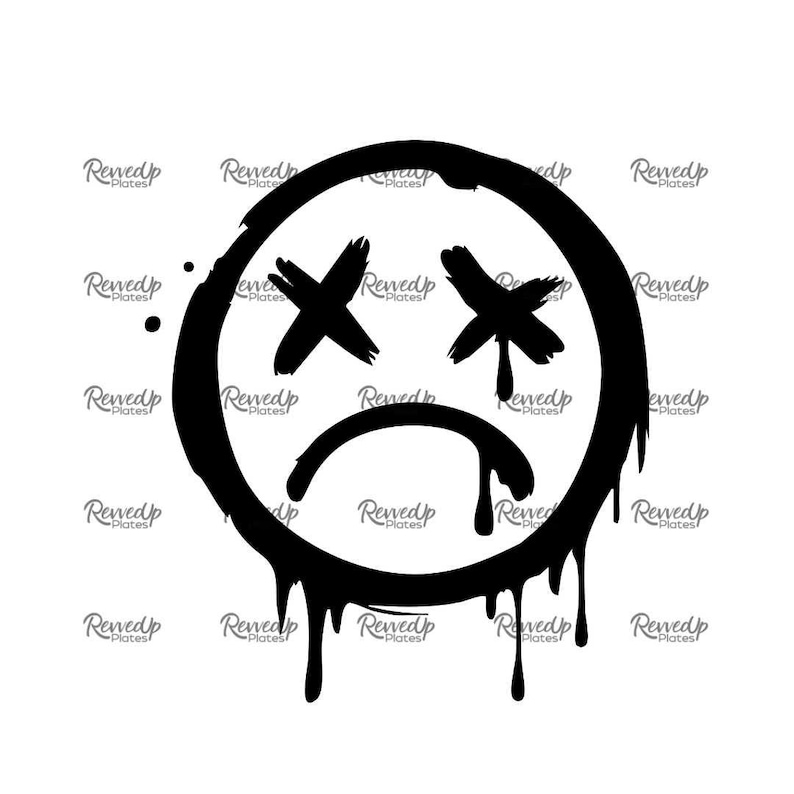 Grunge Smiley SVG | Dripping Emoji | Graffiti Face Clipart | Punk ...