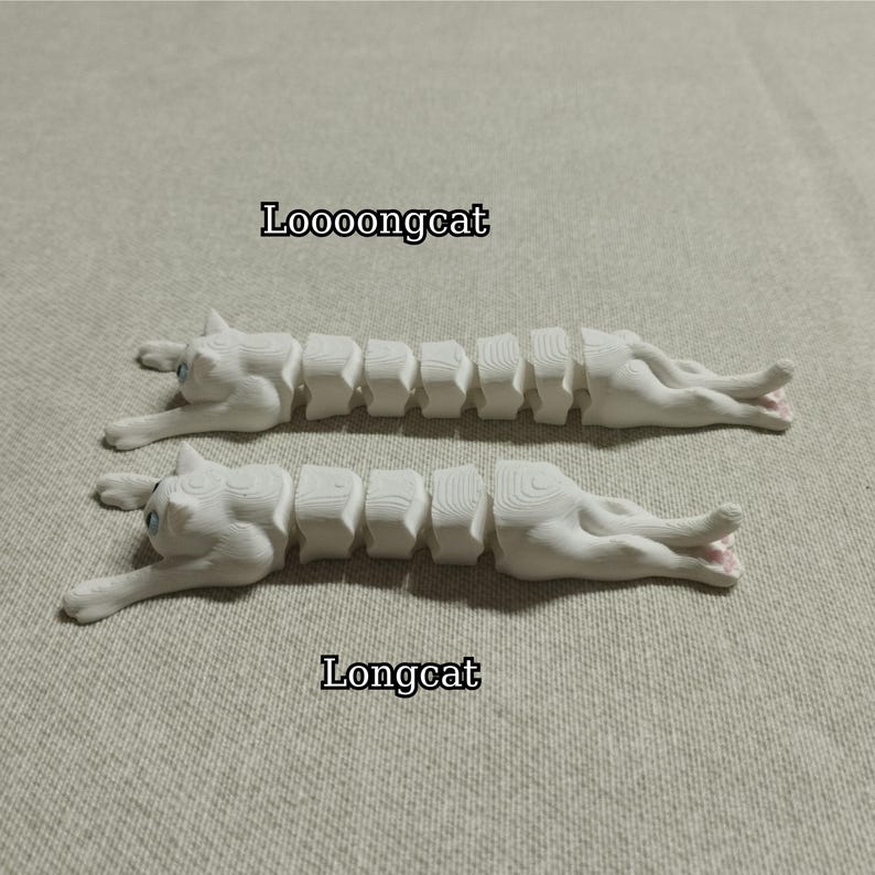 3D Printed Longcat Articulated Fidget Toy Stretching Cat Desk Pet Flexi ...
