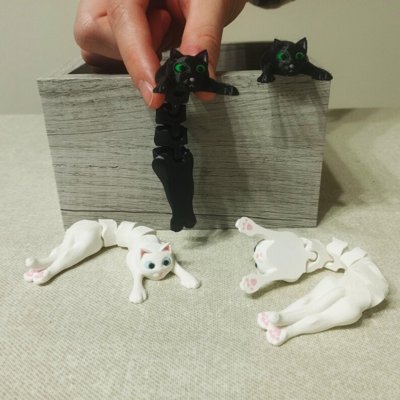 3D Printed Longcat Articulated Fidget Toy Stretching Cat Desk Pet Flexi ...