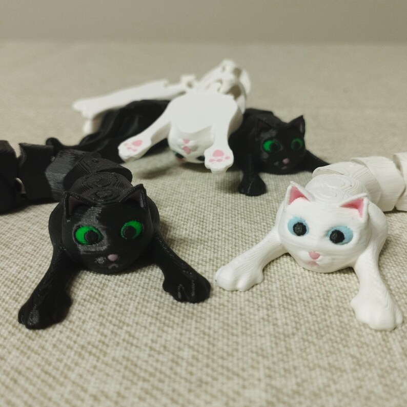 3D Printed Longcat Articulated Fidget Toy Stretching Cat Desk Pet Flexi ...