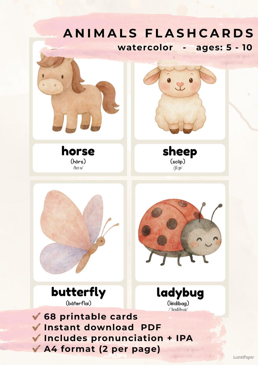 Tarjetas de animales imprimibles | 68 tarjetas de animales | Preescolar ...
