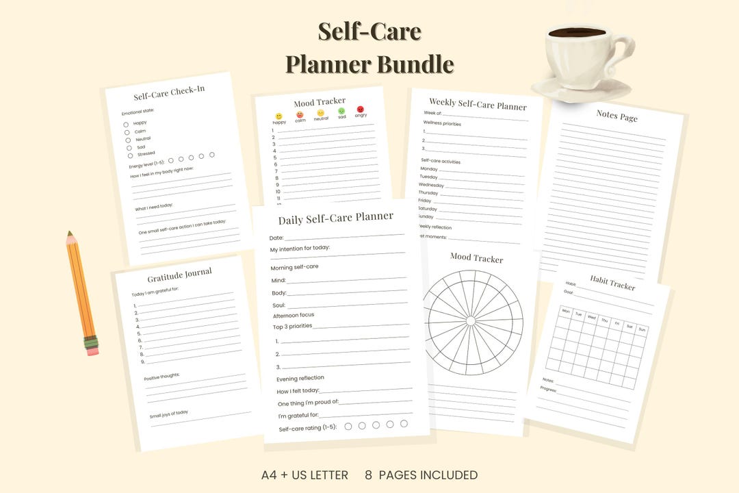 Self Care Planner Bundle Printable | Daily, Weekly, Habit & Mood ...
