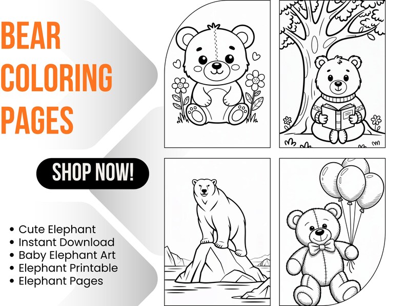 20 Bear Coloring Pages for Kids – Printable Animal Coloring Book (PDF ...