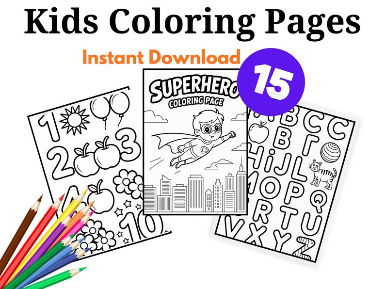 15 Kids Coloring Pages | Fun & Educational Printable Coloring Sheets ...