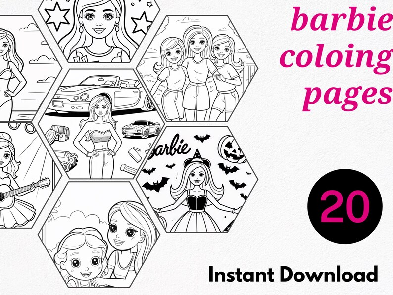 20 Barbie Coloring Pages Printable, Barbie Inspired Coloring Book for ...