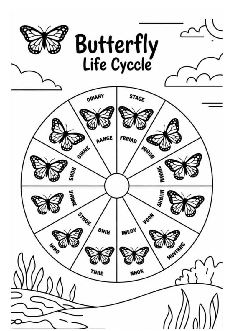 40 Butterfly Life Cycle Coloring Pages | Kids Science Activity (digital ...