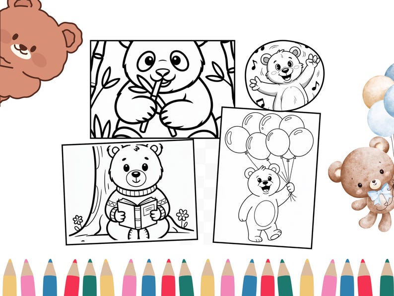 20 Bear Coloring Pages for Kids – Printable Animal Coloring Book (PDF ...