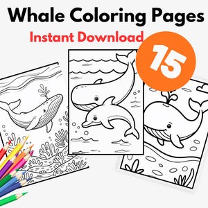 Whale Coloring Pages for Kids | 15 Ocean Animal Sheets (printable PDF ...