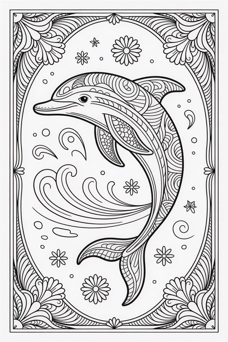 Dolphin Coloring Pages for Kids | 10 Sea Life Designs (instant Download ...