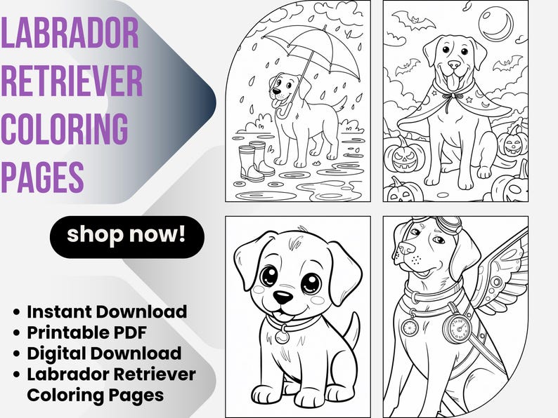 50 Retriever Puppy Coloring Pages | Christmas Dog, Kids, Adults ...