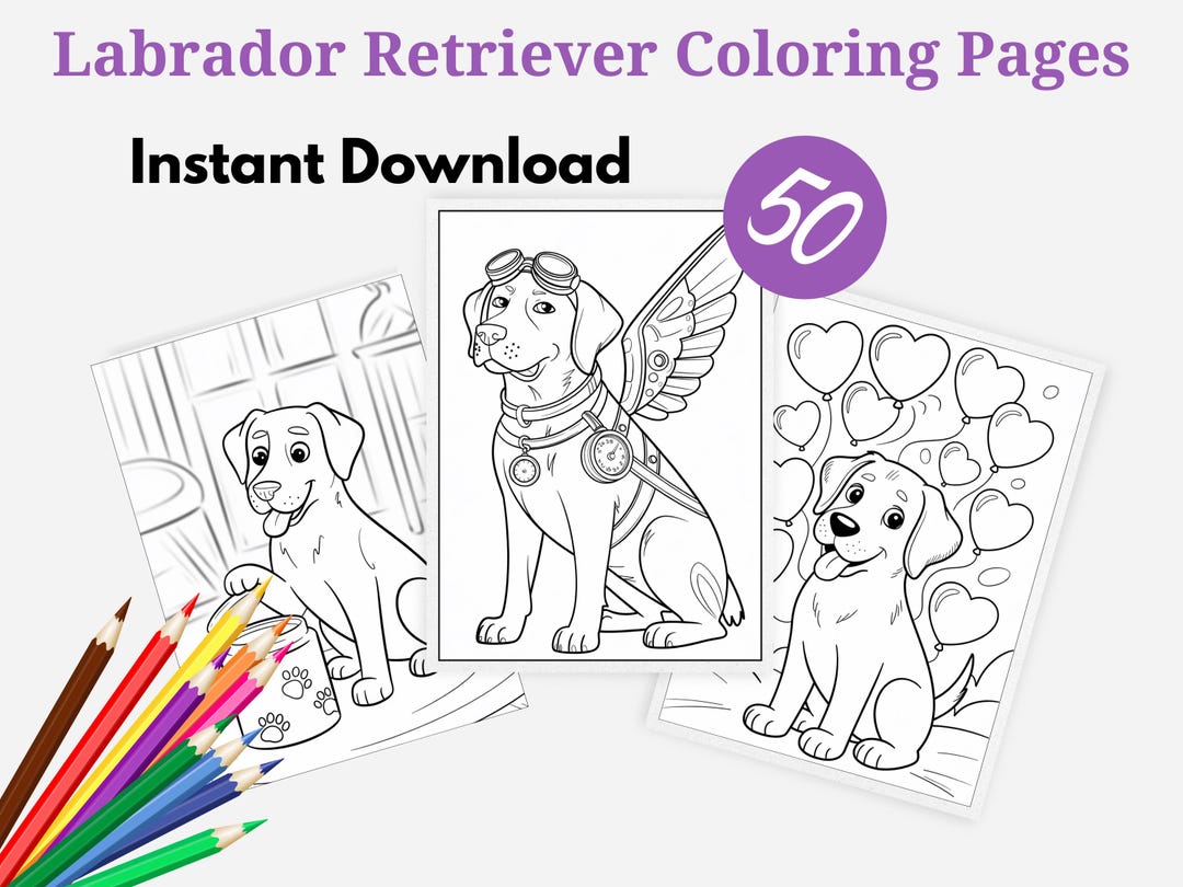 50 Retriever Puppy Coloring Pages | Christmas Dog, Kids, Adults ...