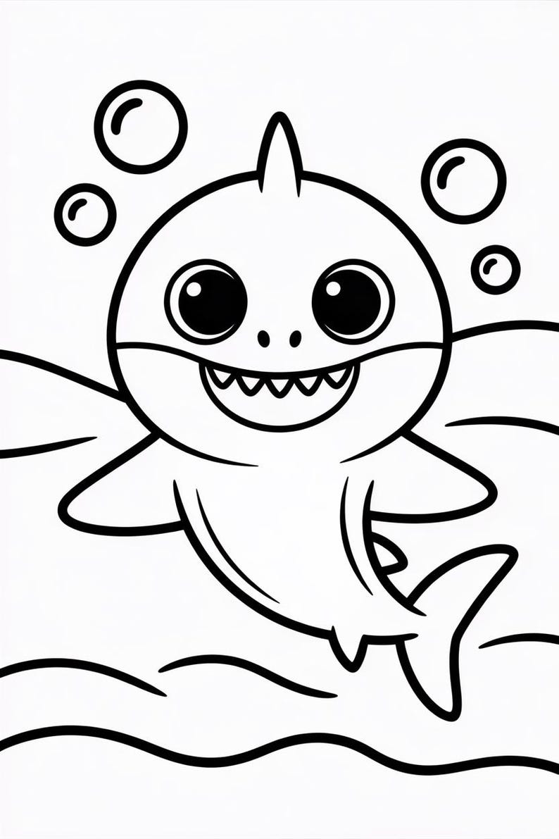 Shark Coloring Pages | Ocean Animals, Kids & Adults (printable PDF) - Etsy