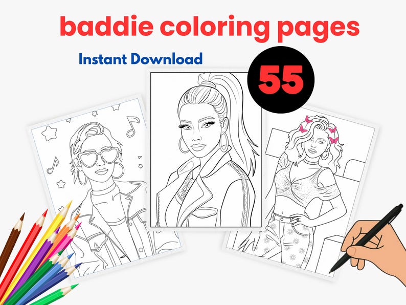 55 Baddie Coloring Pages | Fashion Girls, Sassy Women (digital Download ...