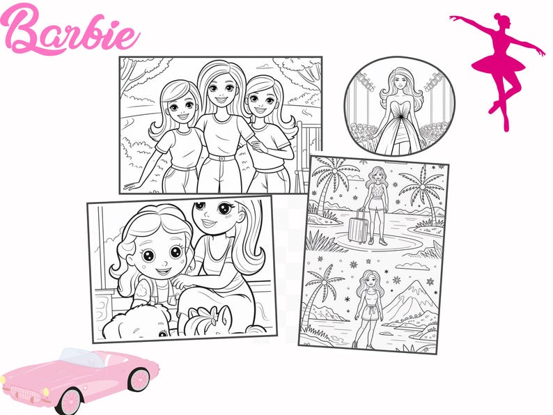 20 Barbie Coloring Pages Printable, Barbie Inspired Coloring Book for ...