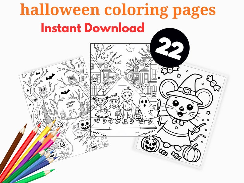 22 Halloween Coloring Pages for Kids | Cute Spooky Halloween Coloring ...