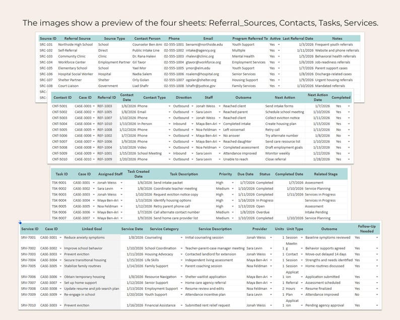 Referral Case Management Tracker Google Sheets Client Intake Caseload ...