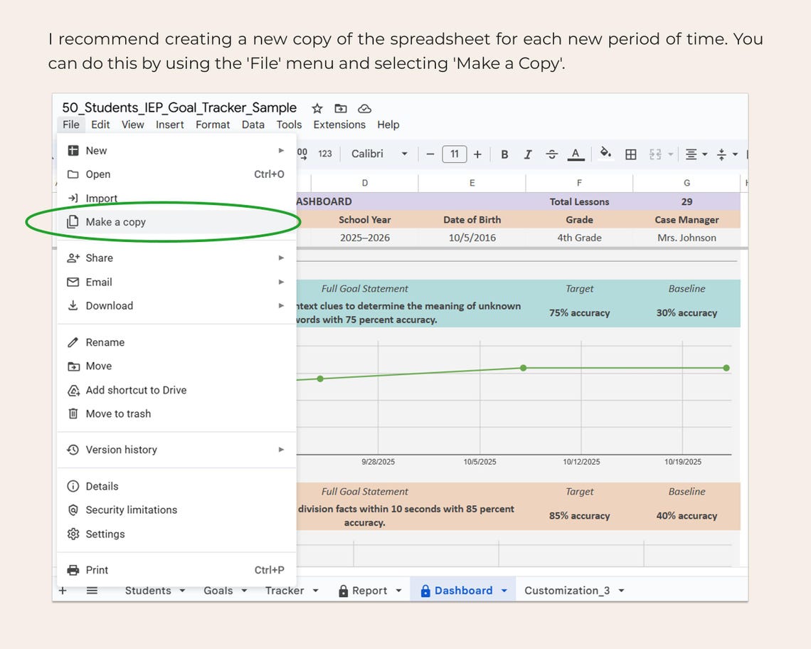 IEP Progress Tracker Special Education Google Sheets Multi Student ...
