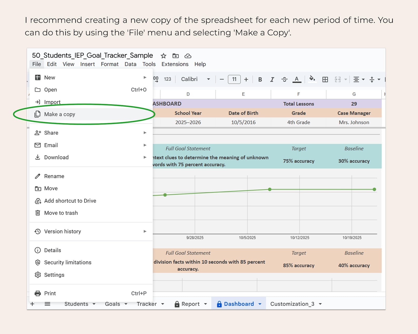 IEP Progress Tracker Special Education Google Sheets Multi Student ...