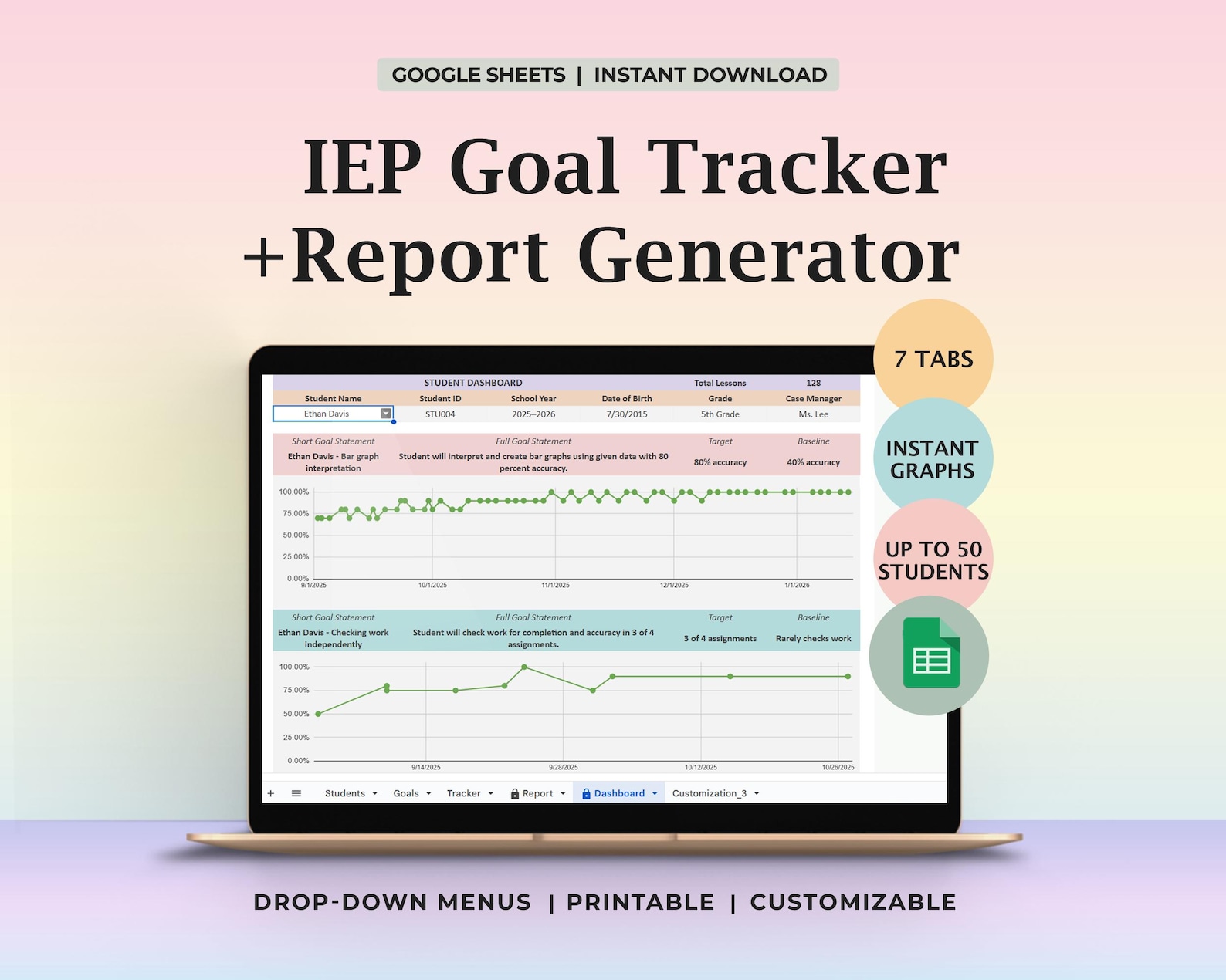 IEP Caseload Organizer Multi-student Goal Tracker Progress Monitoring ...