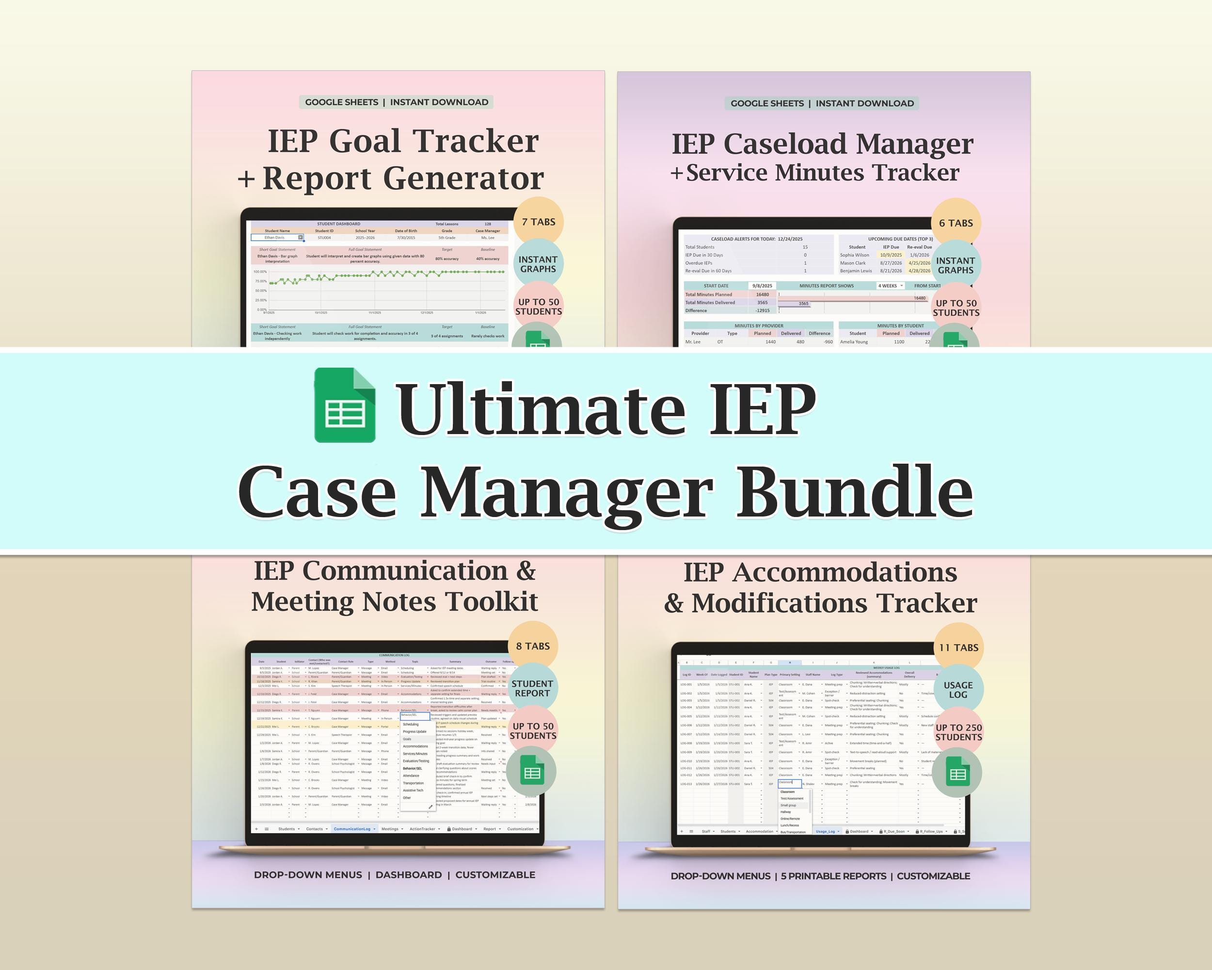 IEP Caseload Organizer Multi-student Goal Tracker Progress Monitoring ...
