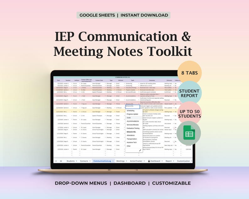 IEP Caseload Organizer Multi-student Goal Tracker Progress Monitoring ...
