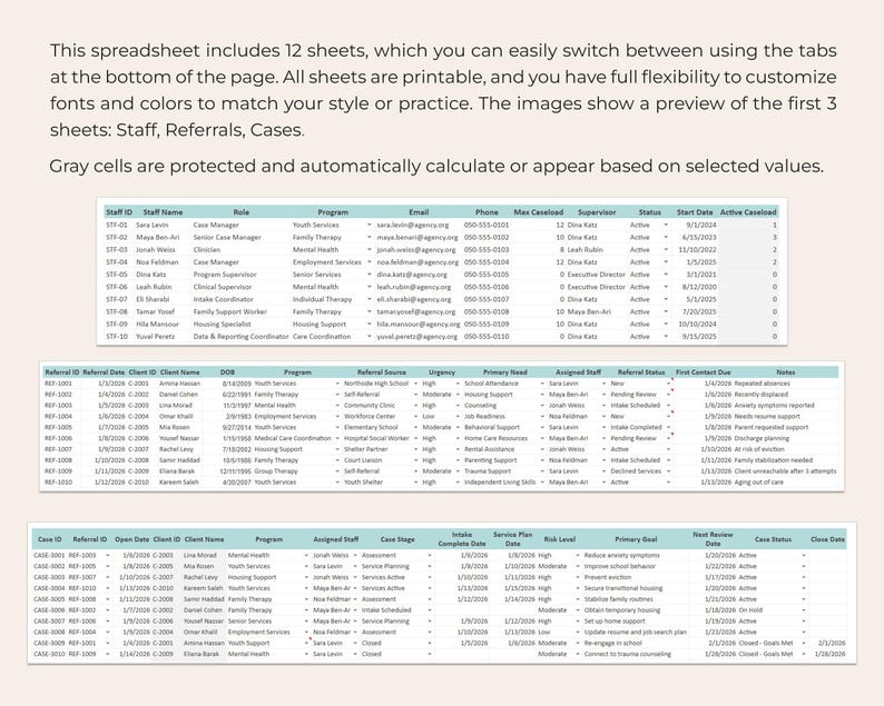 Referral Case Management Tracker Google Sheets Client Intake Caseload ...