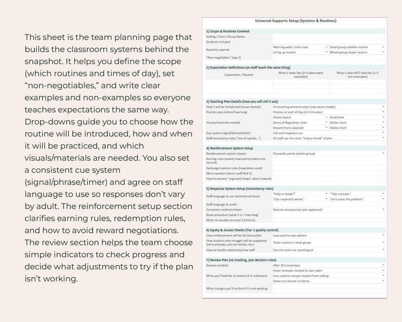 Behavior Intervention Plan Template IEP Tier 1 Spreadsheet Google ...