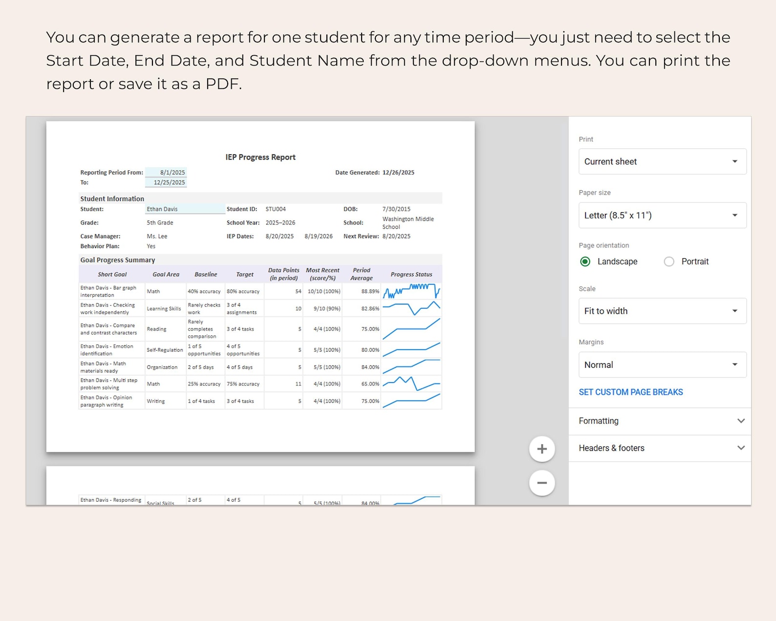 IEP Progress Tracker Special Education Google Sheets Multi Student ...