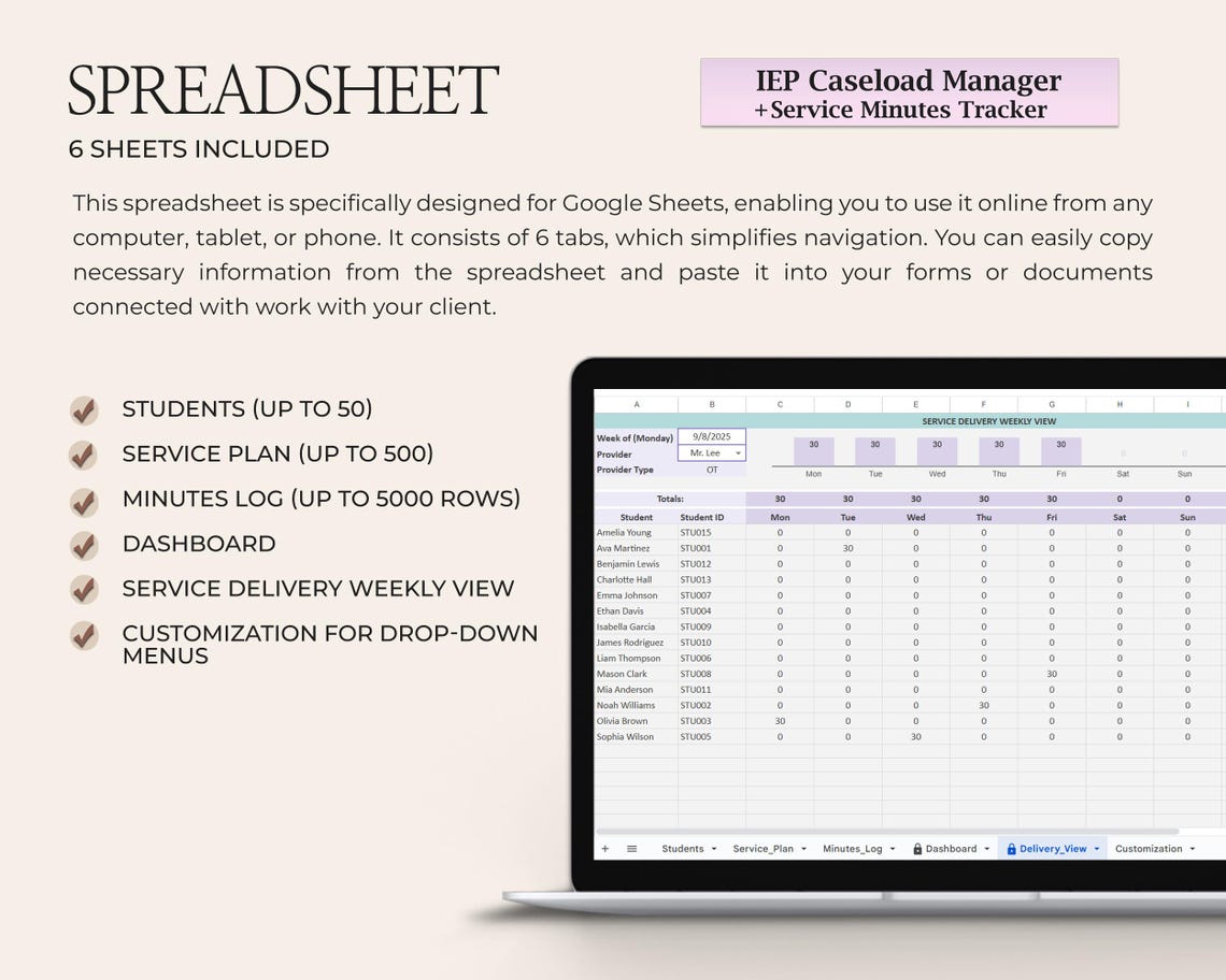 IEP Caseload Organizer Multi-student Goal Tracker Progress Monitoring ...