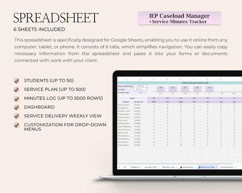 IEP Caseload Organizer Multi-student Goal Tracker Progress Monitoring ...