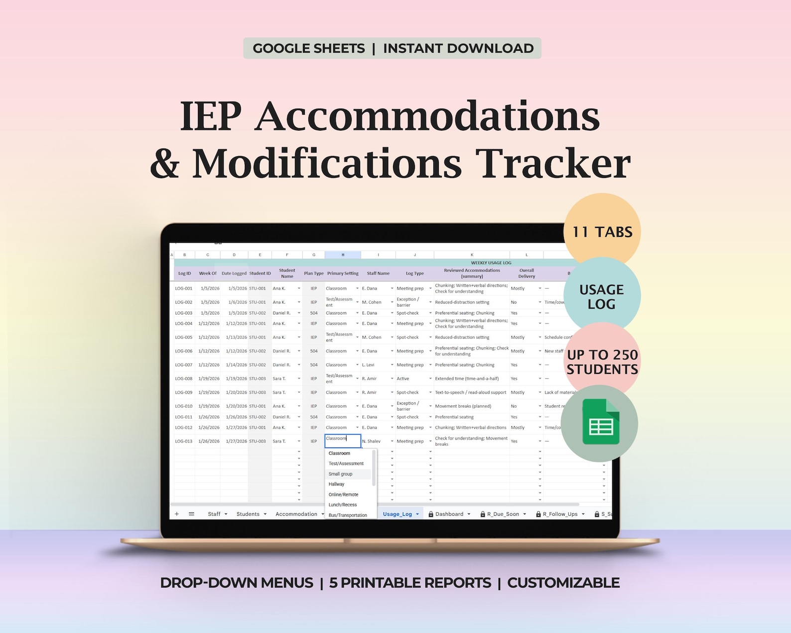 IEP Caseload Organizer Multi-student Goal Tracker Progress Monitoring ...