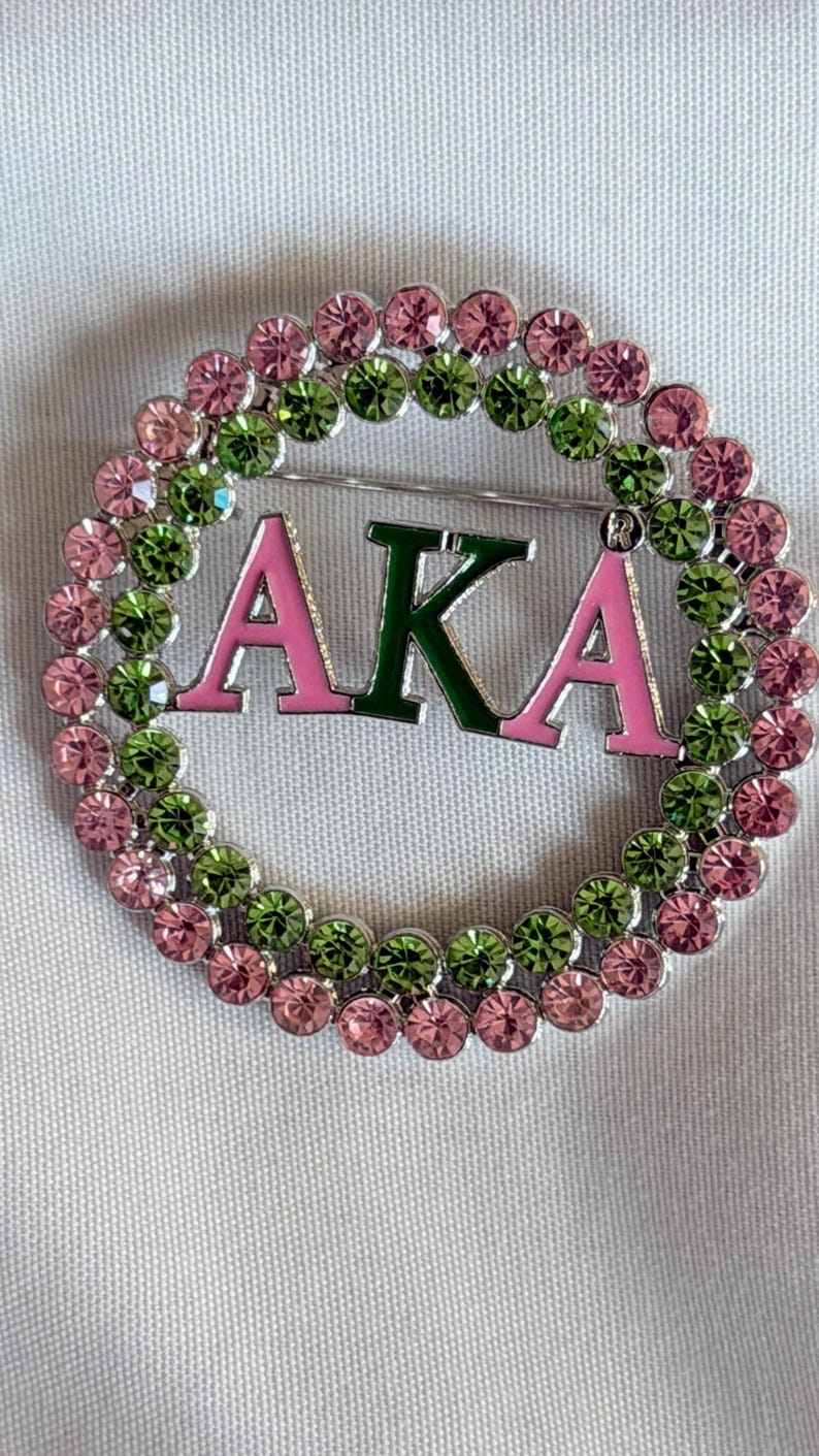 AKA Sorority Pin: Pink and Green Rhinestone Wreath Brooch - Etsy