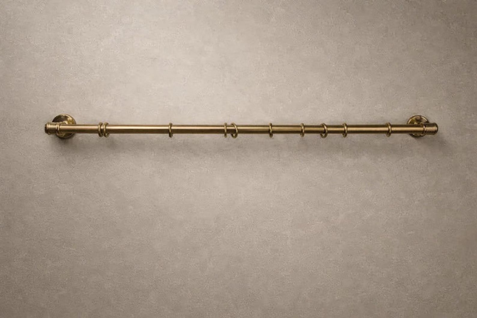 Solid Burnished Brass Curtain Rod – Wall-mounted With Rings and ...