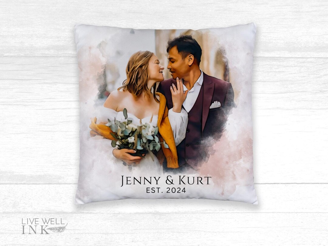 Custom Watercolor Photo Pillow, Photo Pillow, Picture Pillow ...