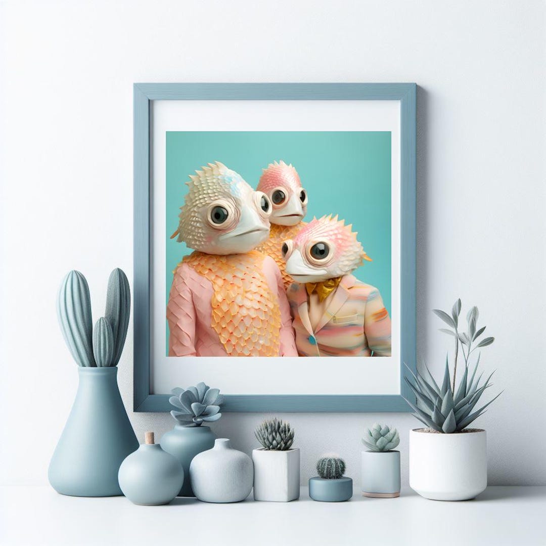 Weird Fishes Surreal Wall Art – Quirky Fish Portrait Printable ...