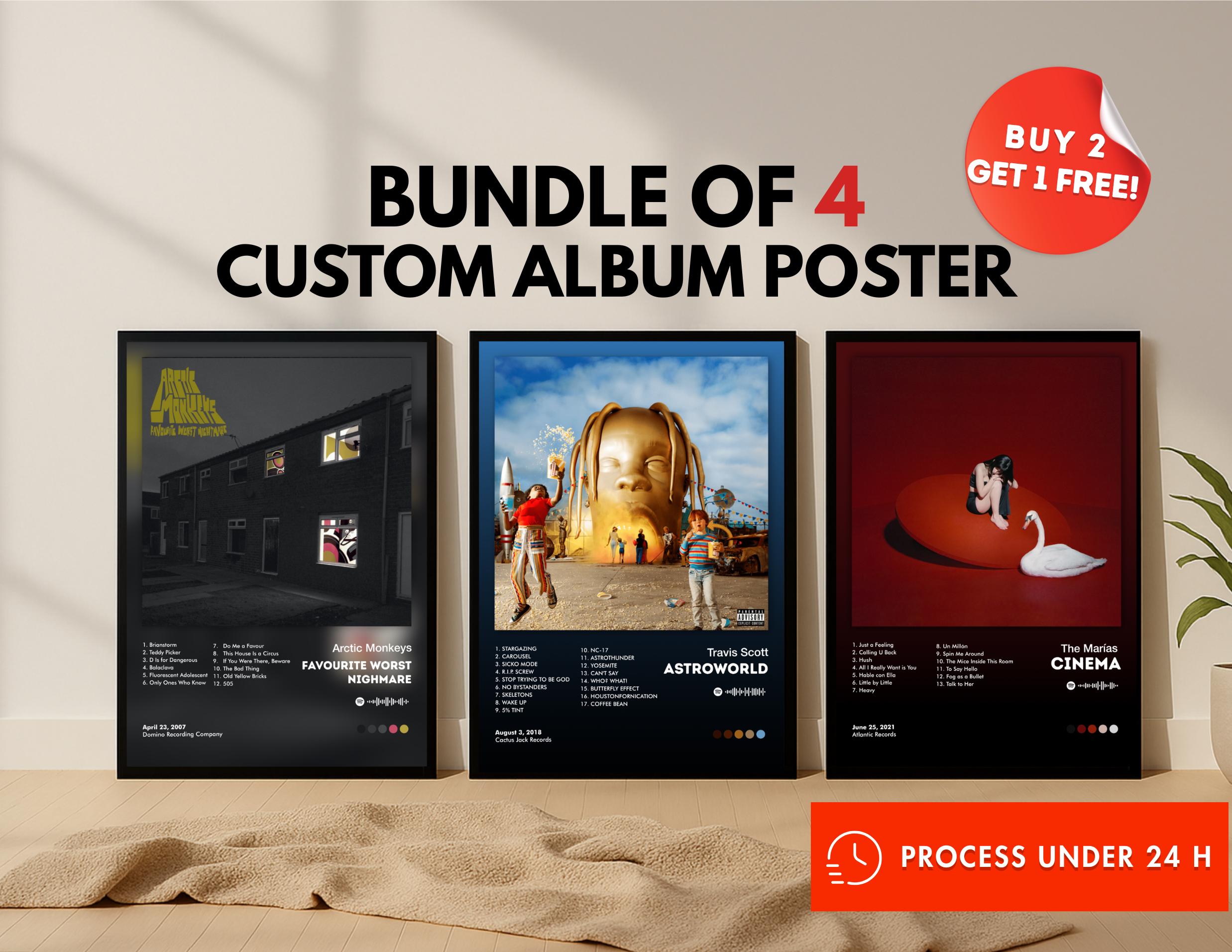 Set of 4 Custom Album Cover Posters | Personalized Music Prints ...