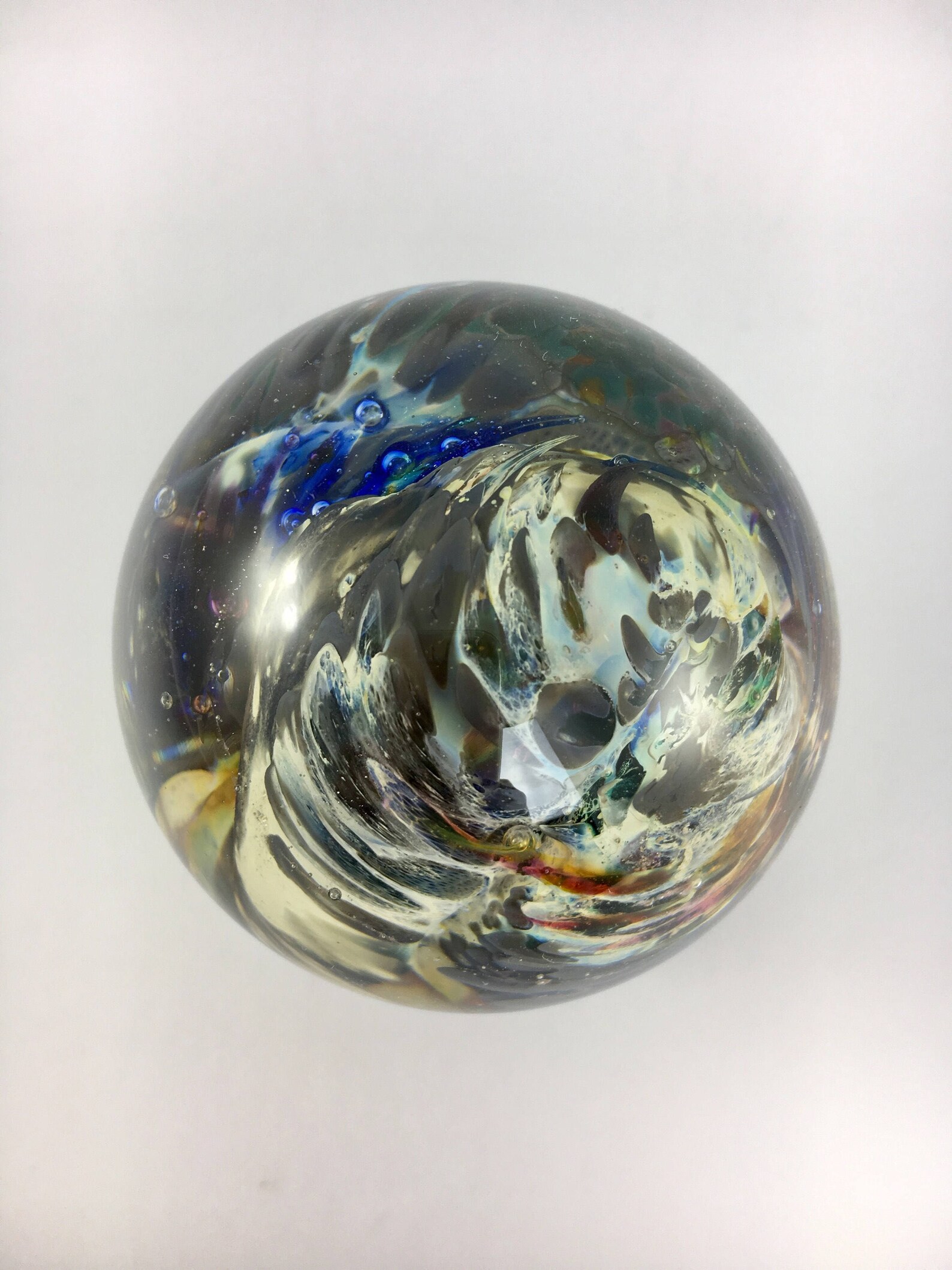 Large Glass Marble and Wood Stand Landscape Series by Jonathan Winfisky ...