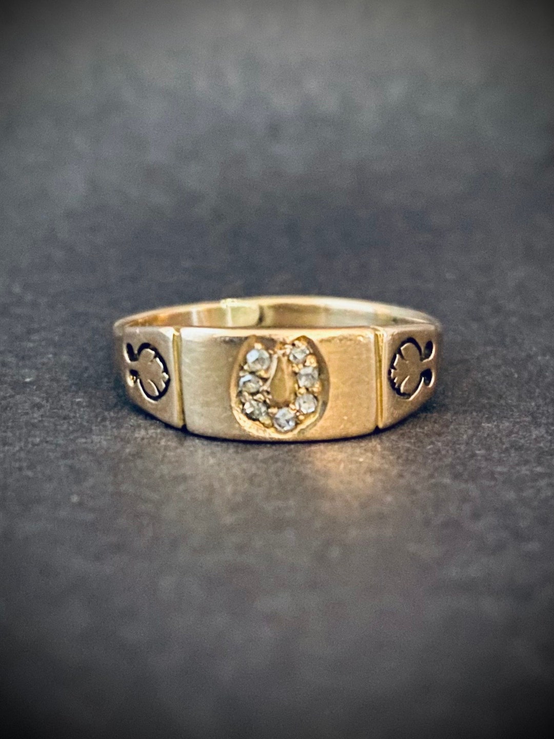 Antique Diamond Horse Shoe Band Ring 15k Yellow Gold - Etsy