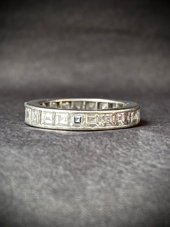 Step Cut Diamond Platinum Wedding Band - Engagement R… - Gem