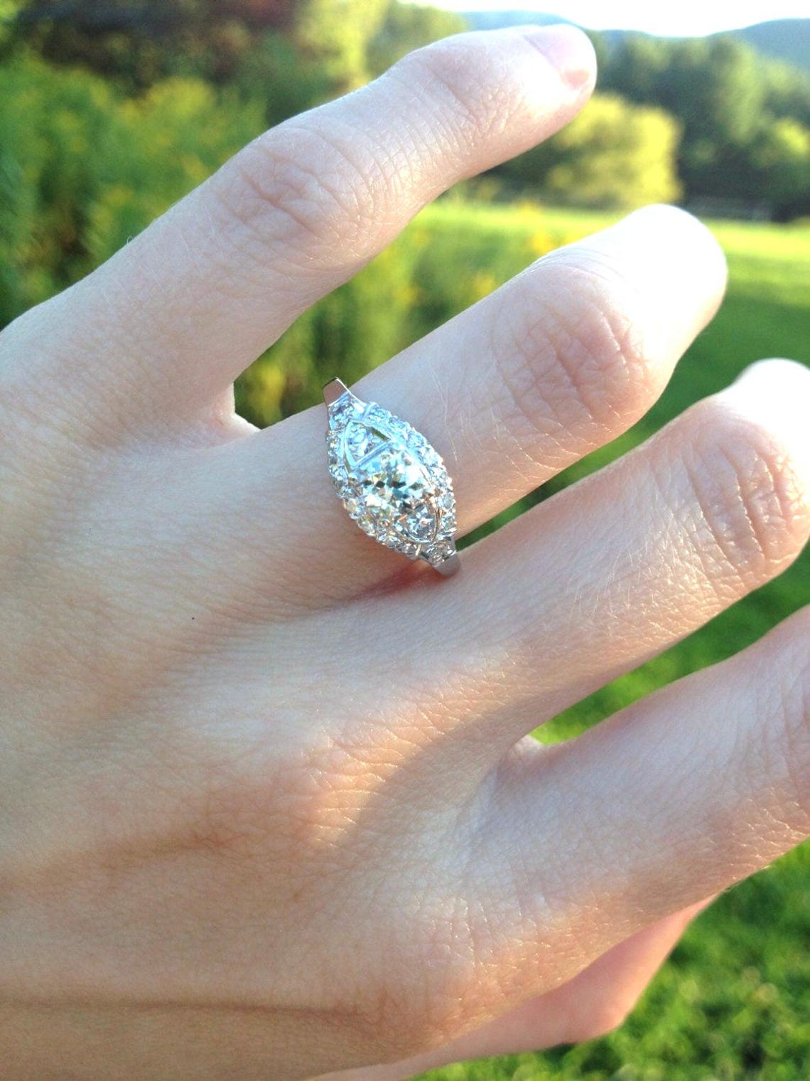 Fine Platinum European Cut Diamond Engagement Ring - Traub - Orange ...