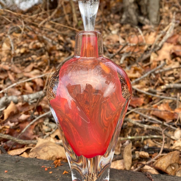 Red Glass Bottle - Etsy