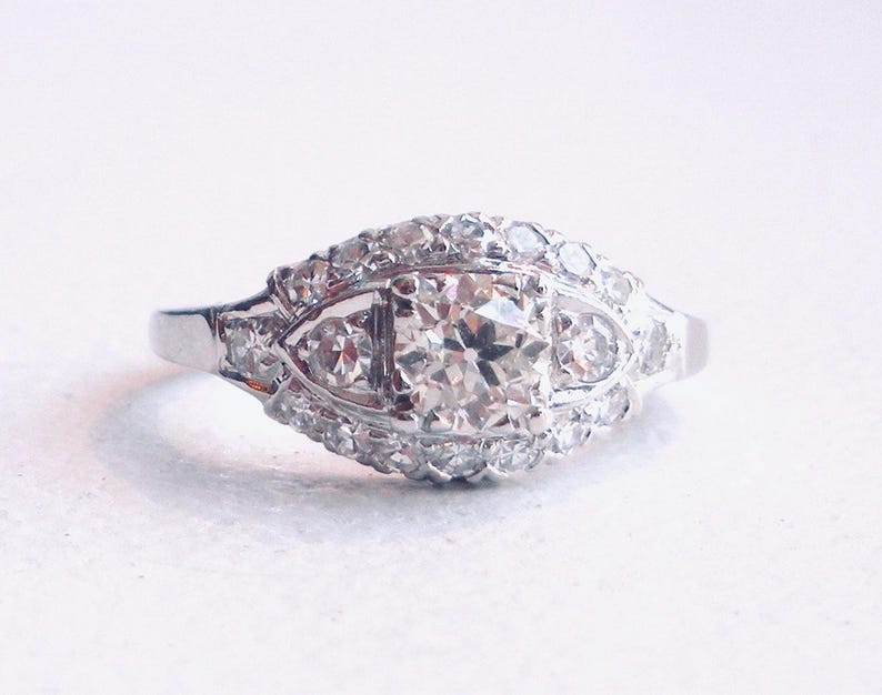 Fine Platinum European Cut Diamond Engagement Ring - Traub - Orange ...