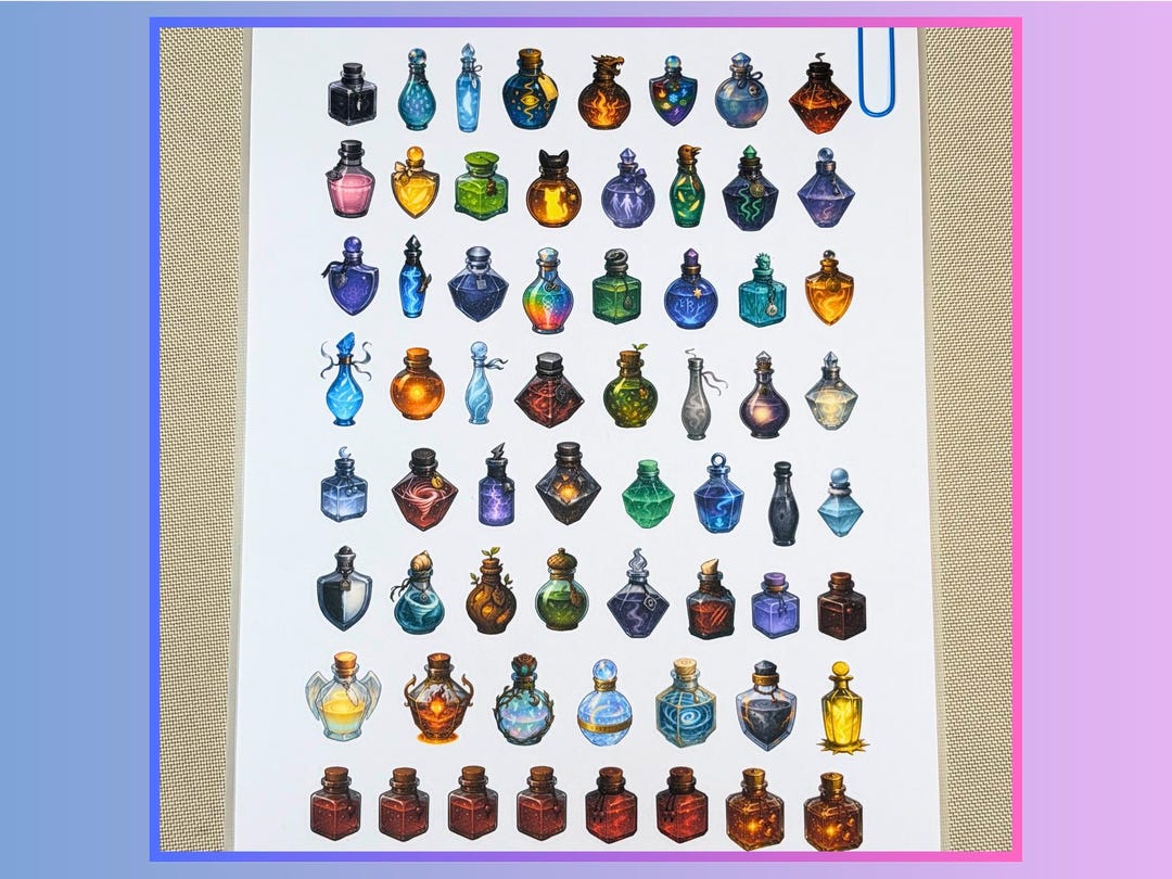 Modular Inventory Stickers - Potions, Vol. 1 - Repositionable Stickers ...
