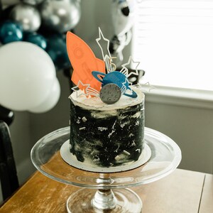 Rocket Ship Galaxy Birthday Cake Topper, 3D Printed Cake Topper, Custom ...