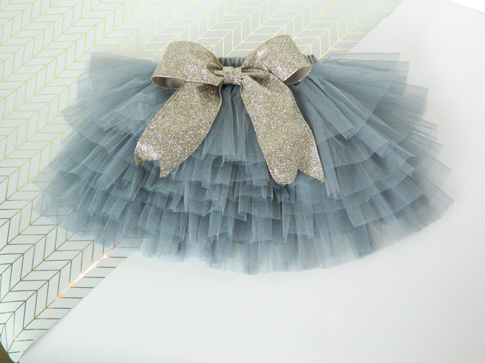 Gray Tutu With Gold Bow: Baby Toddler Birthday Outfit - Etsy